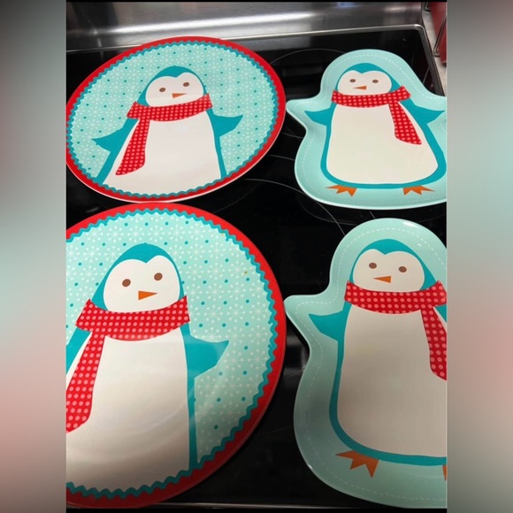 Holiday | Penguin Themed Plates With Red And Blue Accents | Poshmark